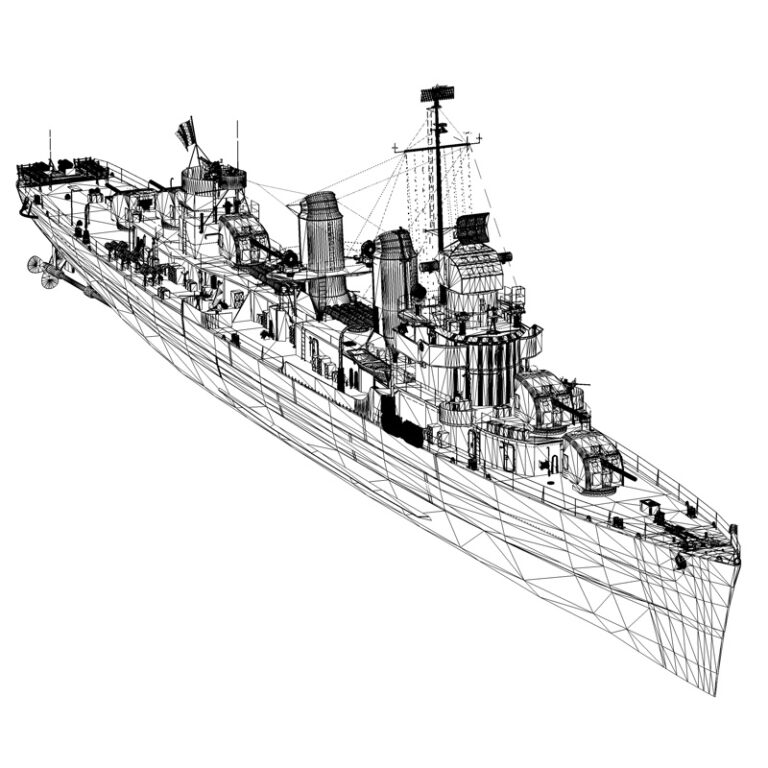 USS Fletcher - US Navy Zerstörer DD-445 | 3D-Fame | 3D-Shop